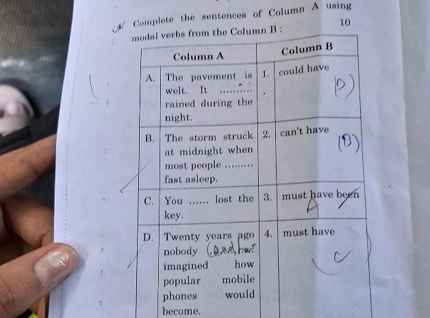 Complete the sentences of Column A using | StudyX