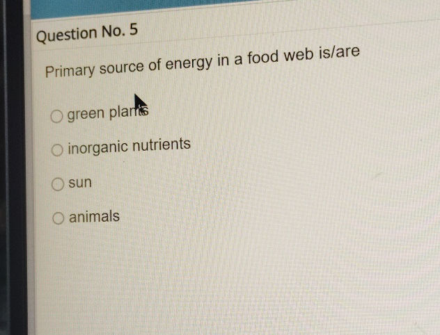Question No 5 Primary source of energy in a | StudyX