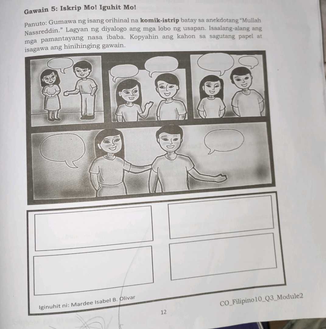 Gawain 5 Iskrip Mo Iguhit Mo Panuto Gumawa | StudyX