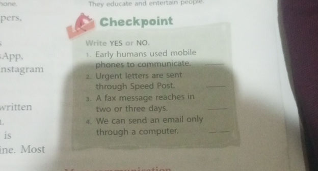 Write YES or NO 1 Early humans used mobile | StudyX