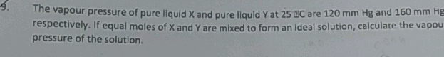 The vapour pressure of pure liquid X and