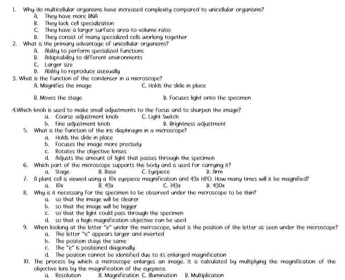 1 Why do multicellular organisms have | StudyX