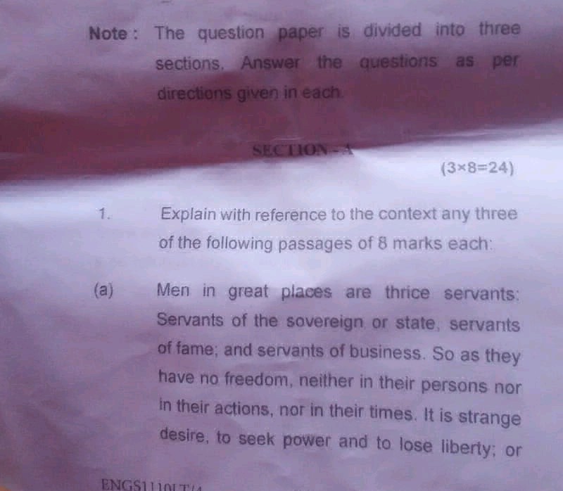 Note The question paper is divided into | StudyX