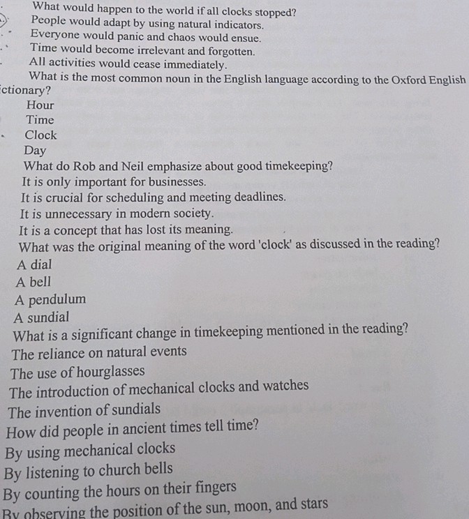 What would happen to the world if all clocks | StudyX