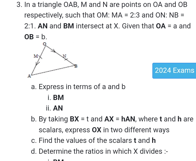 3 In a triangle OAB M and N are points on OA | StudyX