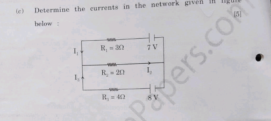 (c) Determine the currents in the network | StudyX