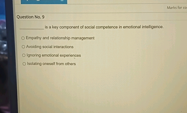 Question No 9 is a key component of social | StudyX