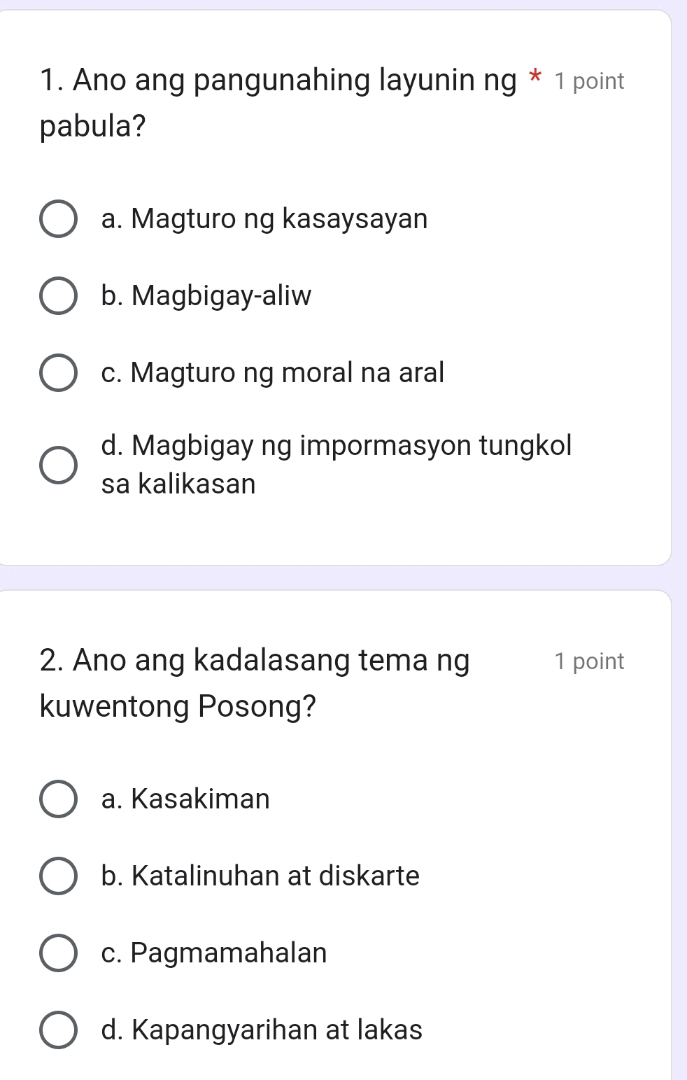 1 Ano ang pangunahing layunin ng pabula a | StudyX