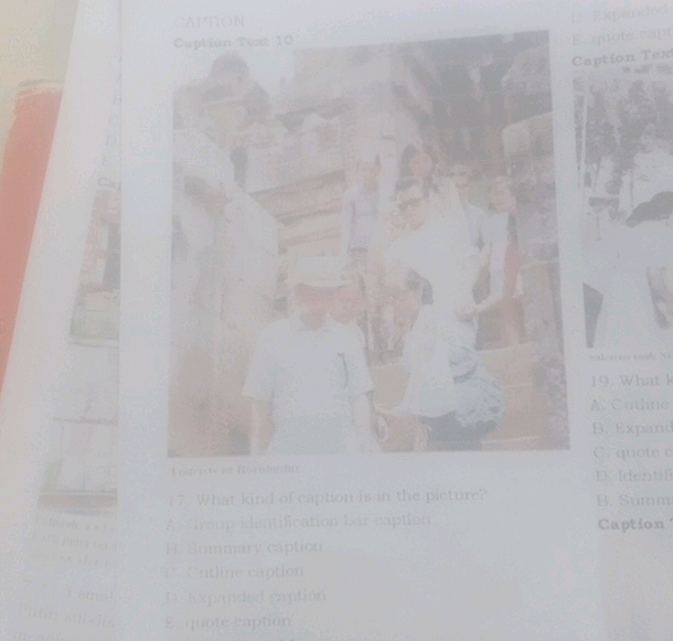 17 What kind of caption is in the picture A | StudyX