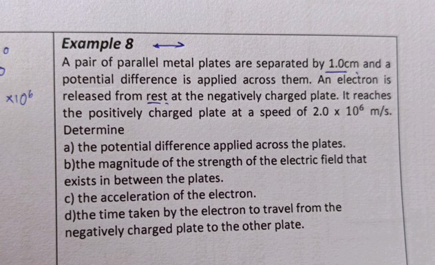 Example 8 A pair of parallel metal plates | StudyX