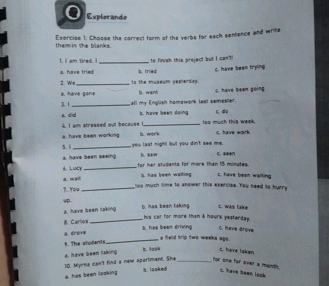 Exercise 1 Choose the correct form of the | StudyX