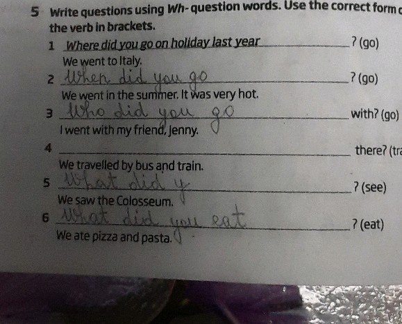 5 Write questions using Wh-question words | StudyX