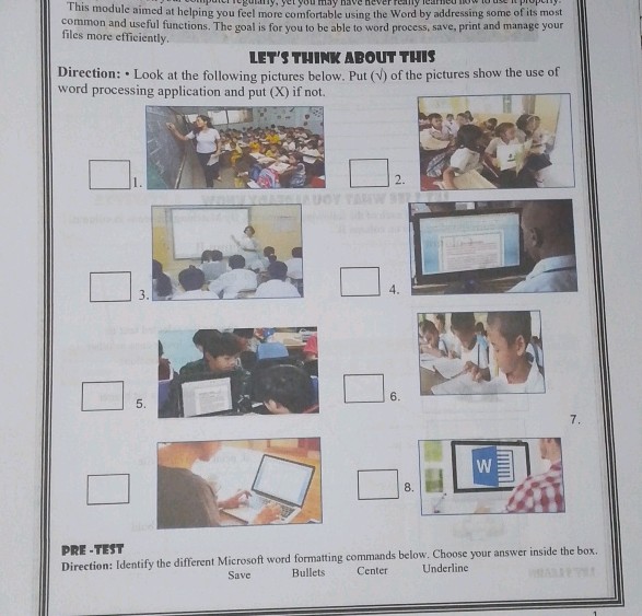 Direction Look at the following pictures | StudyX