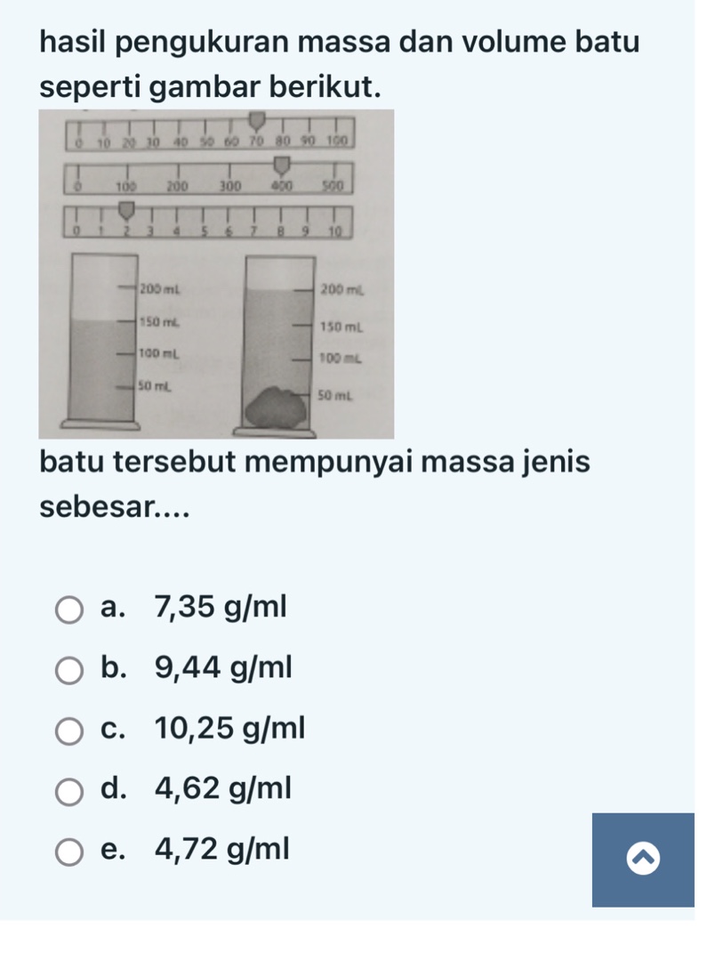 hasil pengukuran massa dan volume batu | StudyX