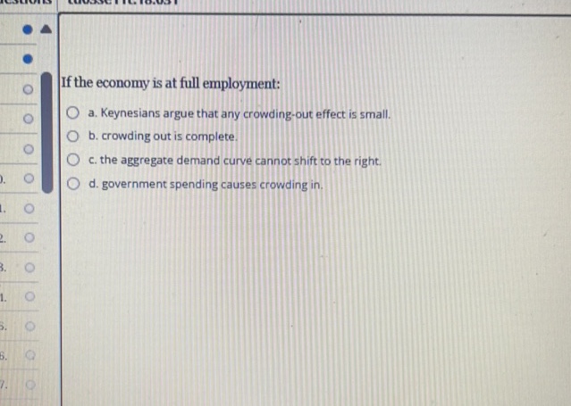 If the economy is at full employment a | StudyX