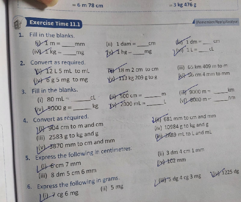 Exercise Time 111 1 Fill in the blanks (i) 1 | StudyX