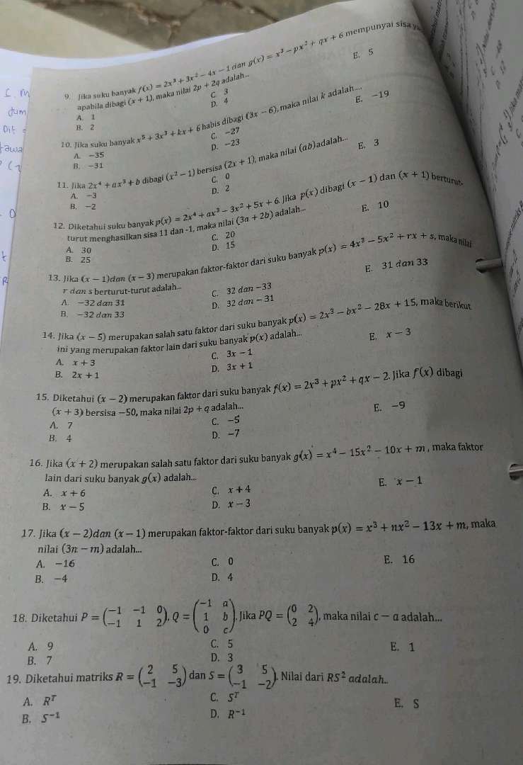9 Jika suku banyak f(x) = 2x+3x-4x-1 dan | StudyX