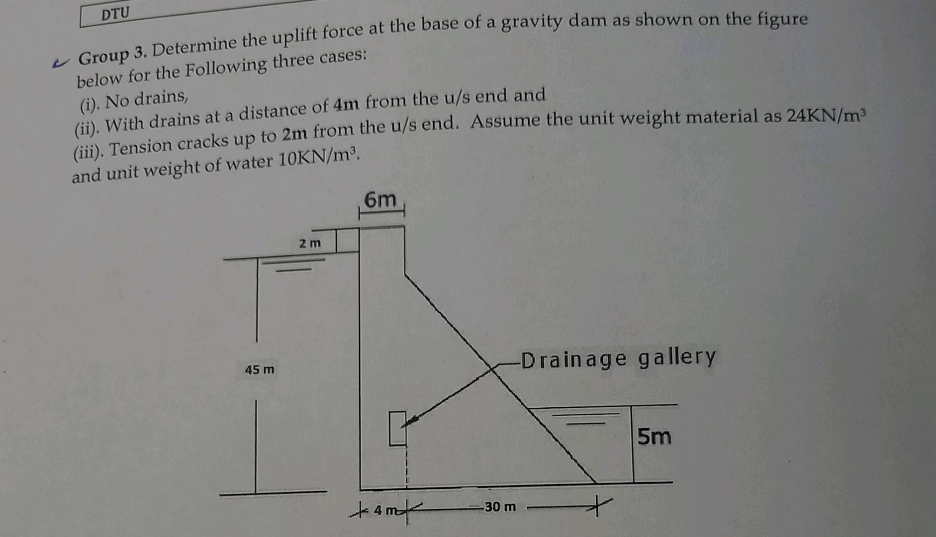 Group 3 Determine the uplift force at the | StudyX