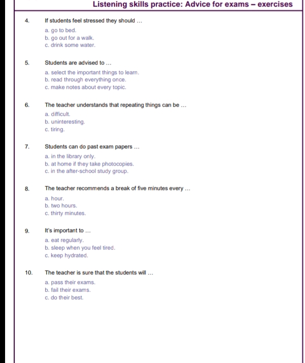 Listening skills practice Advice for exams - | StudyX