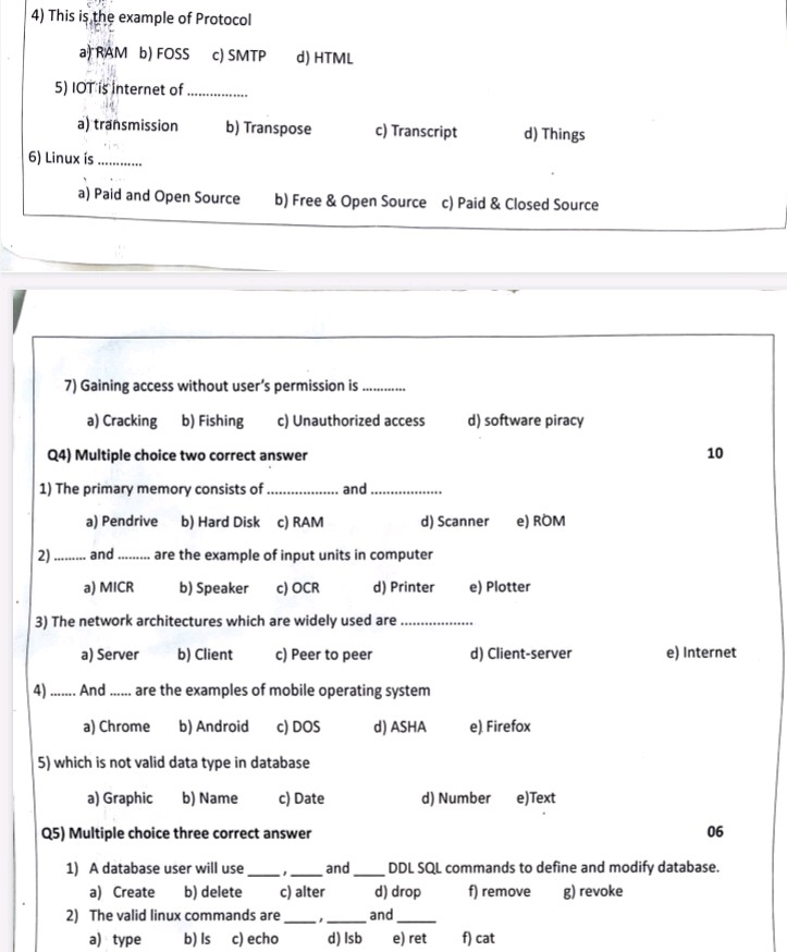 4) This is the example of Protocol a) RAM b) | StudyX