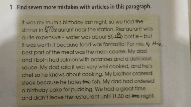 1 Find seven more mistakes with articles in | StudyX