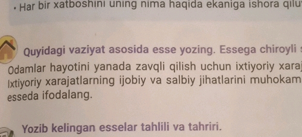 Har bir xatboshini uning nima haqida | StudyX