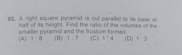 50 A right square pyramid is cut parallel to | StudyX