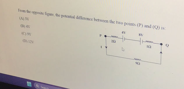 From the opposite figure the potential | StudyX