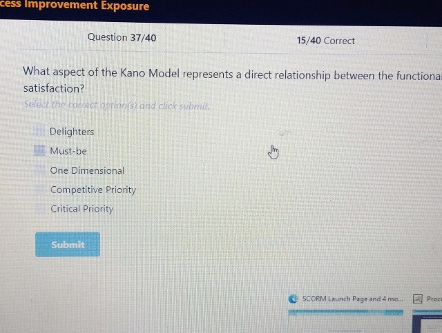 What aspect of the Kano Model represents a | StudyX