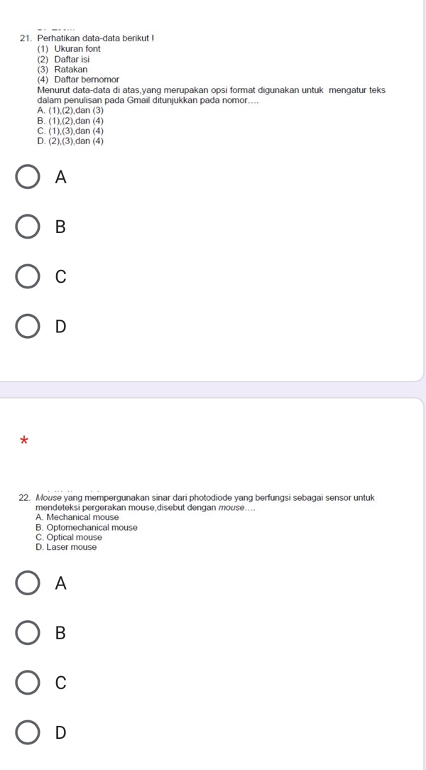 21 Perhatikan data-data berikut (1) Ukuran | StudyX