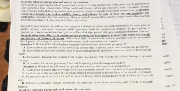 Read the following paragraphs and answer the | StudyX