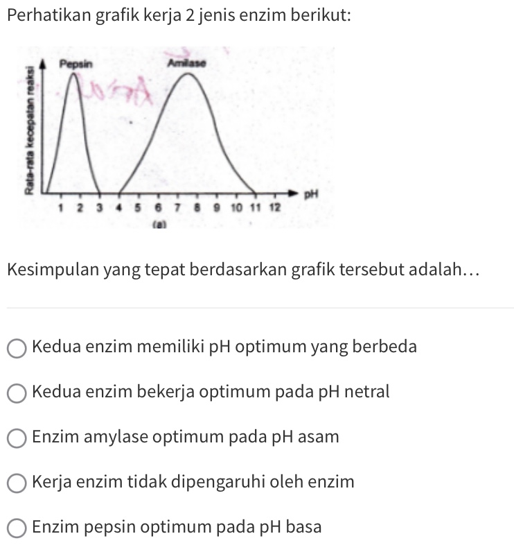 Perhatikan grafik kerja 2 jenis enzim | StudyX
