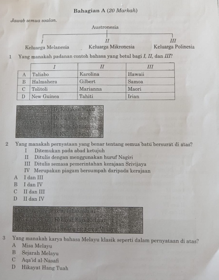 1 Yang manakah padanan contoh bahasa yang | StudyX