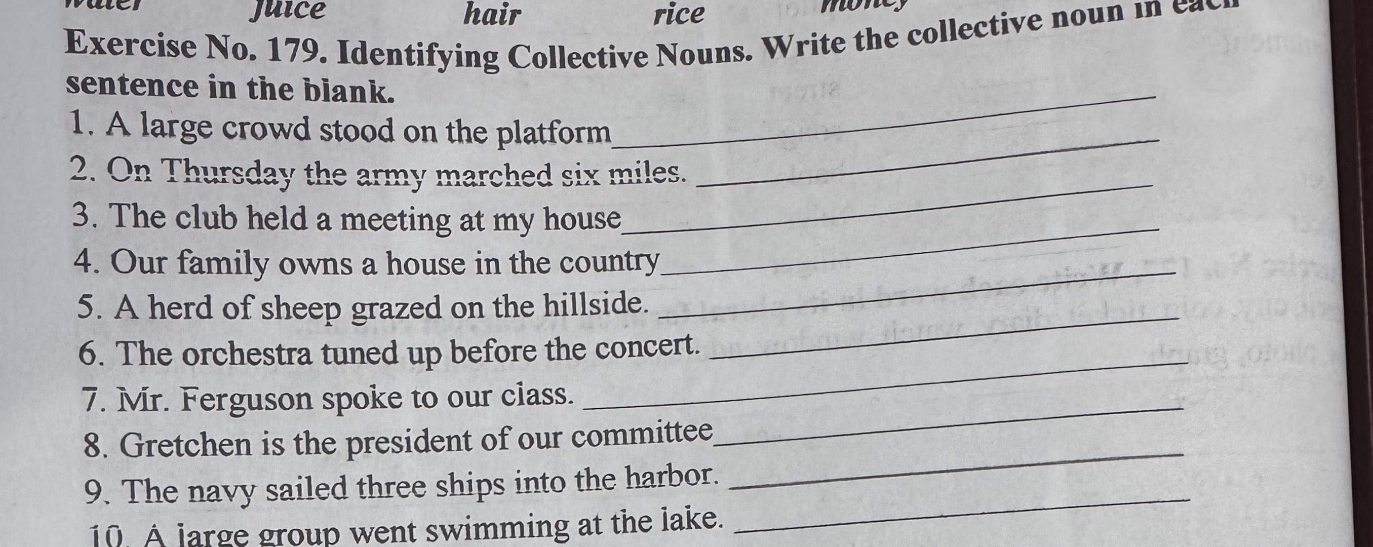 Exercise No 179 Identifying Collective Nouns | StudyX