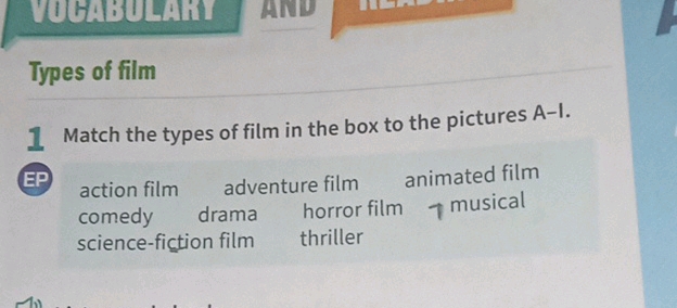 Match the types of film in the box to the | StudyX