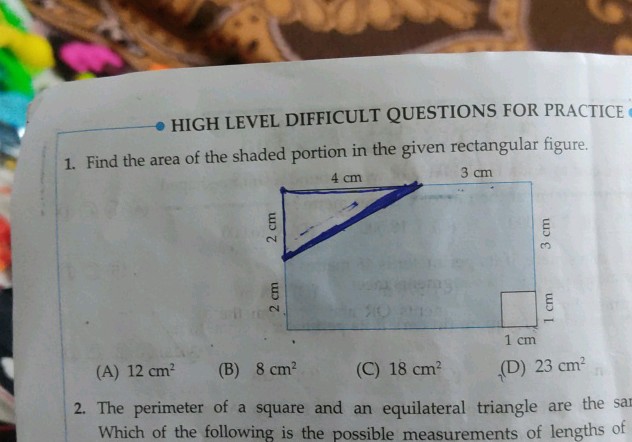 1 Find the area of the shaded portion in the | StudyX