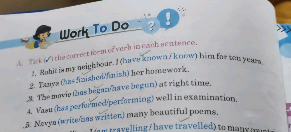 A Tick () the correct form of verb in each | StudyX