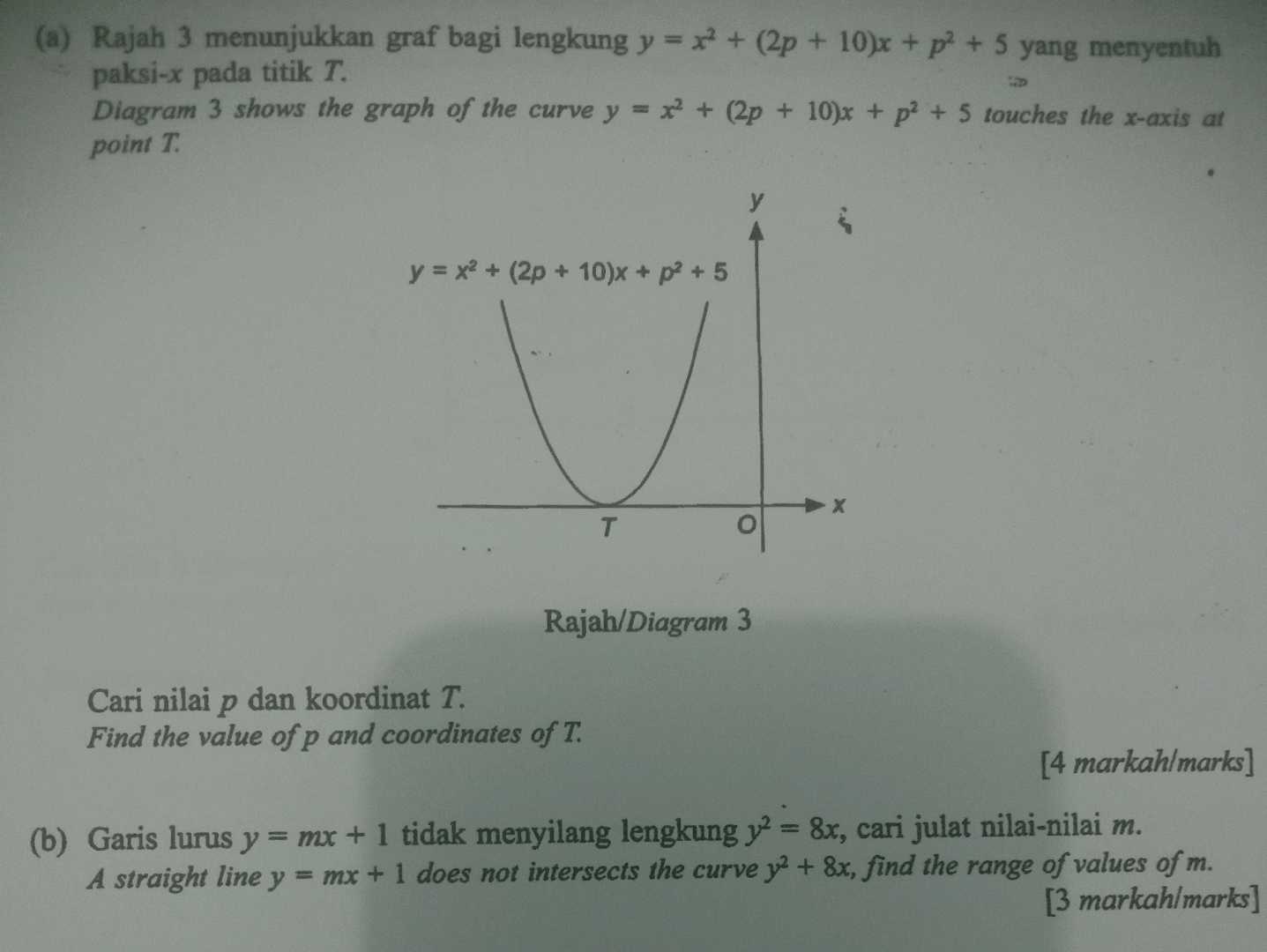 (a) Rajah 3 menunjukkan graf bagi lengkung y | StudyX