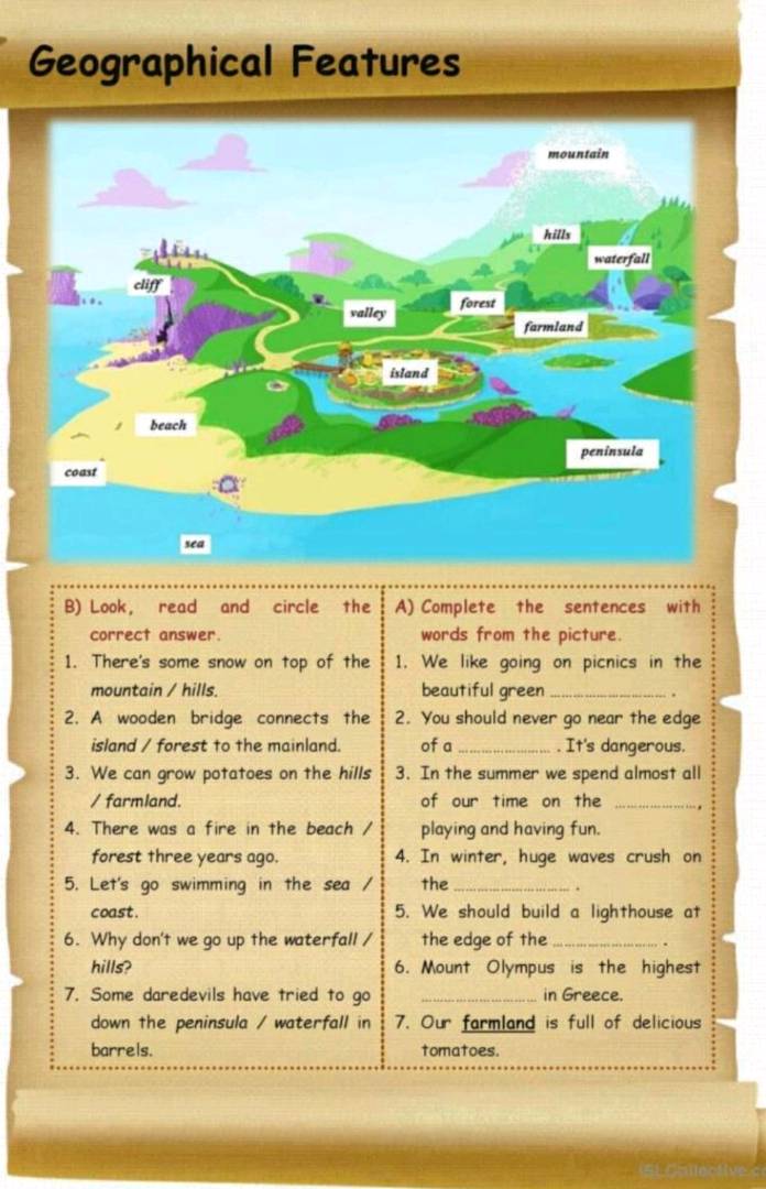 Geographical Features B) Look read and | StudyX