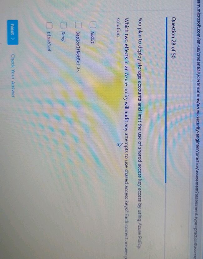 Question 28 of 50 You plan to deploy storage | StudyX