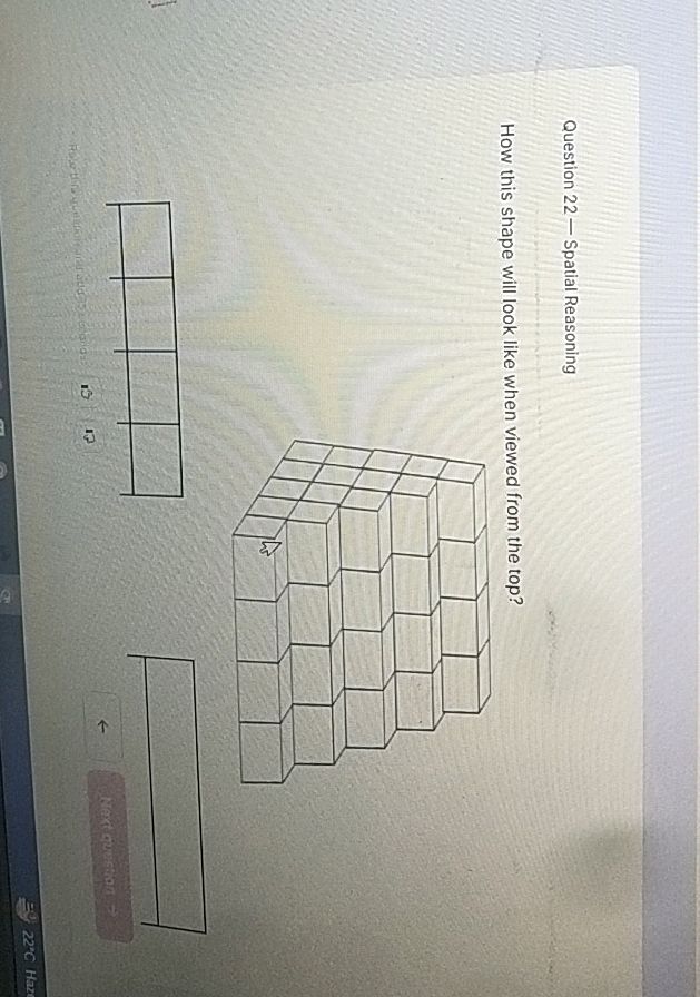 Question 22 - Spatial Reasoning How this | StudyX