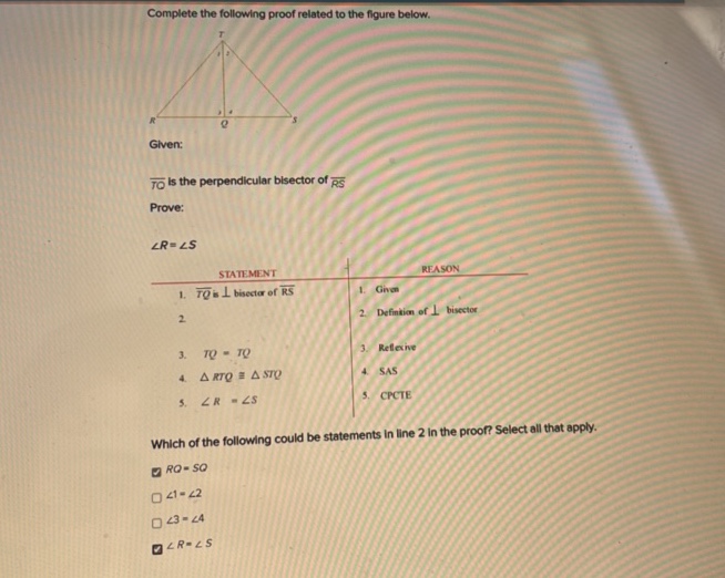Complete the following proof related to the | StudyX