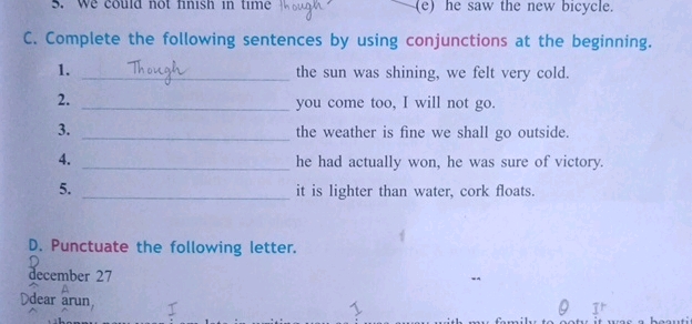 C Complete the following sentences by using | StudyX