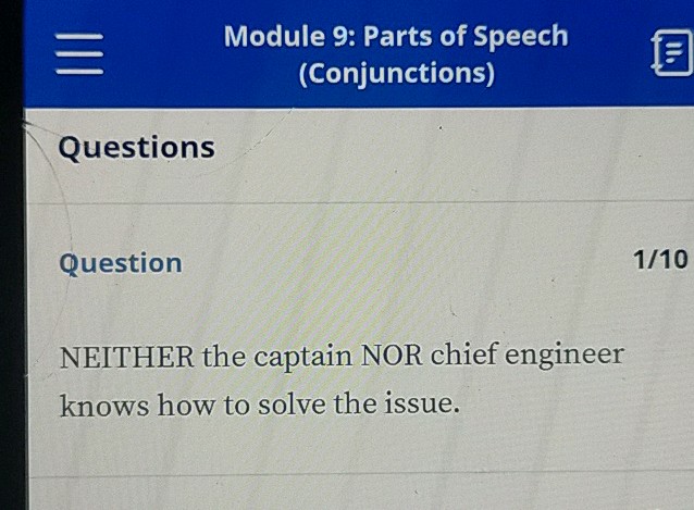 NEITHER the captain NOR chief engineer knows | StudyX