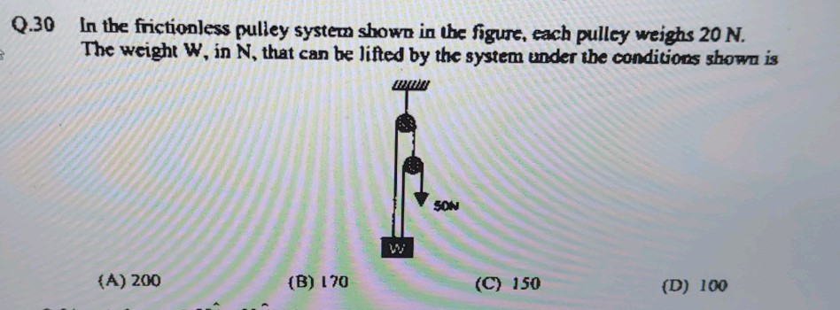 Q30 In the frictionless pulley system shown | StudyX