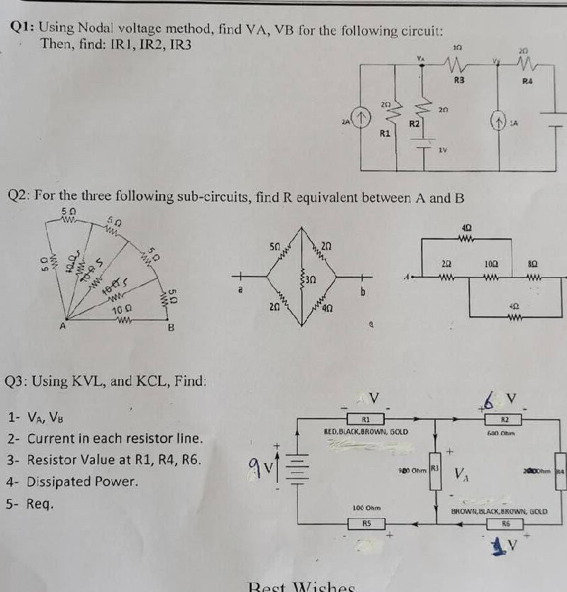 Q1 Using Nodal voltage method find VA VB for | StudyX