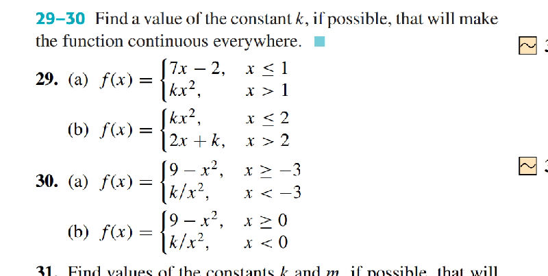 29-30 Find a value of the constant k if | StudyX
