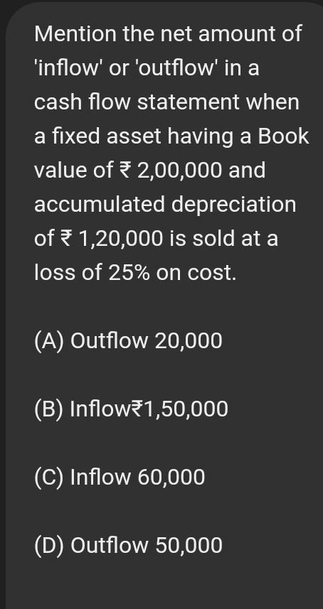 Mention the net amount of inflow or outflow | StudyX
