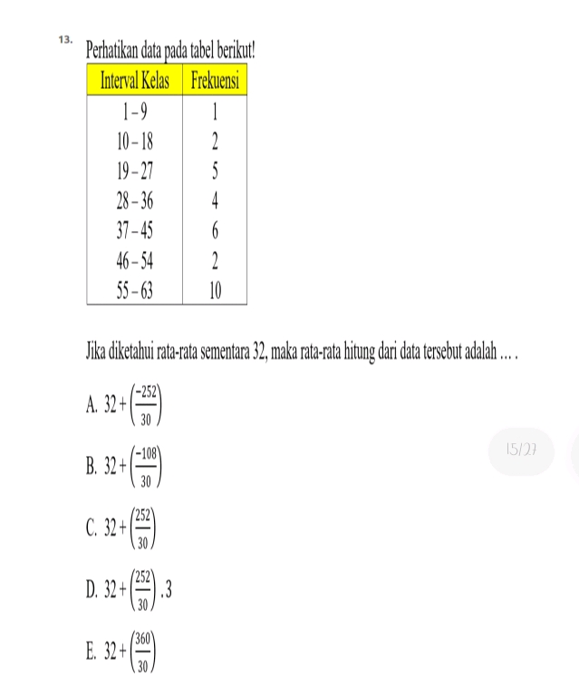 Perhatikan data pada tabel berikut Interval | StudyX