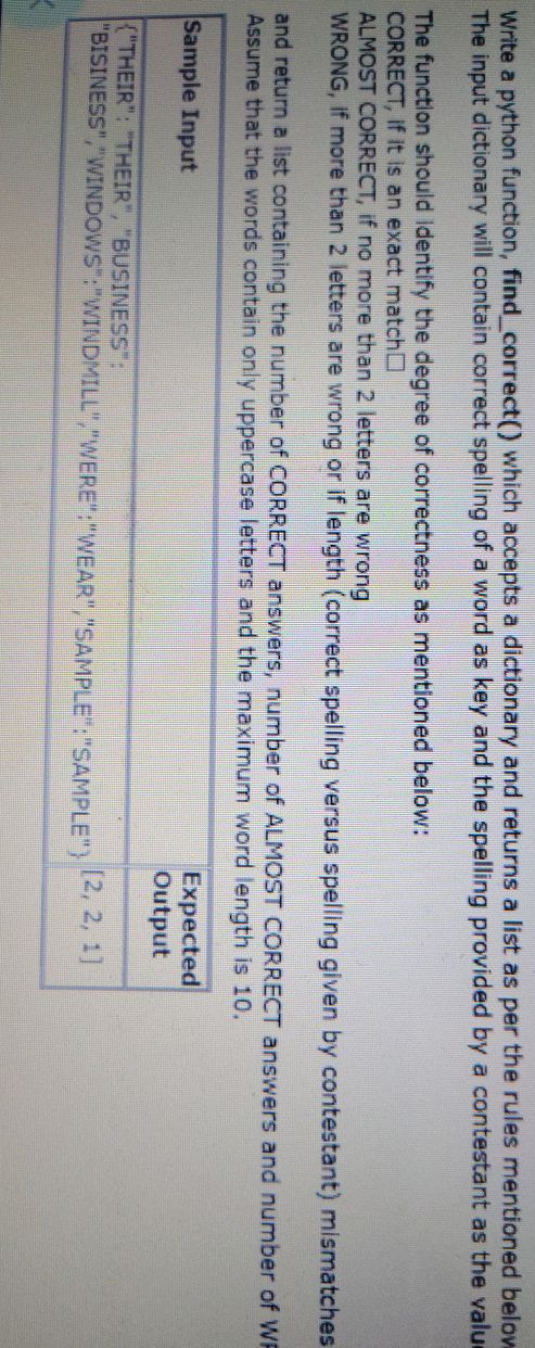 Write a python function findcorrect() which | StudyX